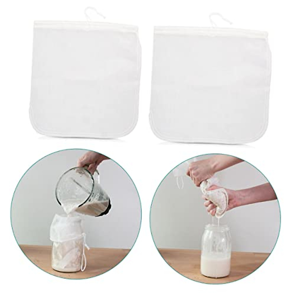 HOMSFOU 4 Pcs Nut Milk Bag Yogurt Strainer Bag Reusable Straining Bag Food Strainer Cheesecloth Bag Filter Mesh Bag Brew Bag Organic Nuts Cheesecloth Straining Bags White Filter Bag Coffee
