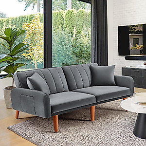 JOMEED 65" Velvet Loveseat Sofa,Modern Couch for Living Room,Futon Sofa Bed with Adjustable Backrest for Small Spaces,Dorm,Apartment