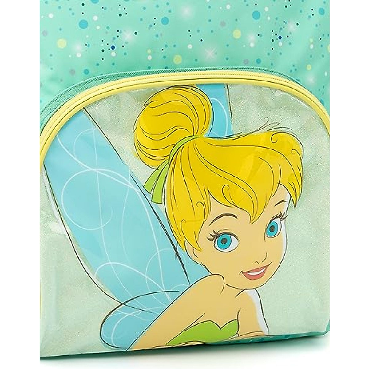 Disney Tinker Bell Girls Backpack | Enchanting Green Glitter Rucksack | Adjustable Straps | Spacious Compartments