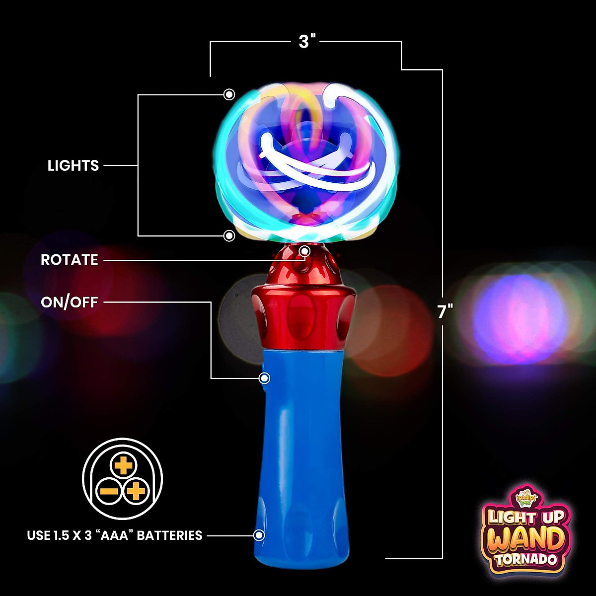IPIDIPI TOYS Spinning Light Up Wand for Kids – LED Sensory Magic Swirling Light Up Wand, Fun Spinning Toy for Toddlers, Boys and Girls, Christmas Party Favors, Stocking Stuffers, Cool Lighted Spinner
