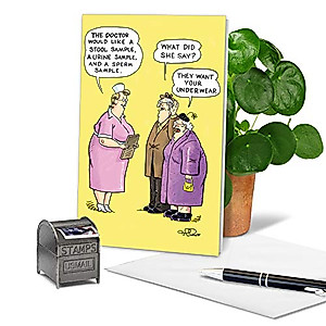 NobleWorks Funny Birthday Paper Card with 5 x 7 Inch Envelope (1 Card) Bday Want Underwear Collins Birthday Cartoon 4760Z