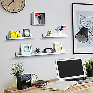 Muzilife 12 Inch White Floating Shelves - Set of 2 Rustic Wood Floating Shelves - Wall Mounted Small Picture Ledge for Bathroom, Bedroom, Living Room