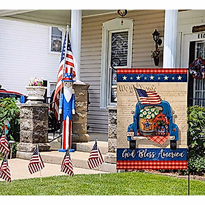 BLKWHT 4th of July Garden Flag God Bless America Vertical Double Sided Independence Day Truck Memorial Day Patriotic Burlap Yard Outdoor Decor 12.5 x 18 Inches A2119