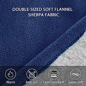 FBSPORT Wearable Blanket Hoodie, Oversized Blanket Sweatshirt for Women Men Adults Teens, Super Soft Warm Flannel & Sherpa Sweatshirt Blanket with Pocket, Blue