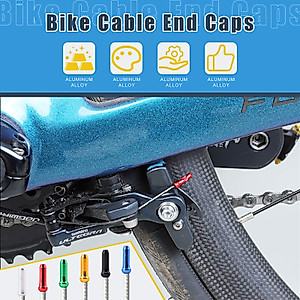 Glarks 121Pcs Bike Cable End Caps with Cable Cutter Set, 120Pcs 6 Colors Cable End Crimps Brake Cable End Caps with Stainless Steel Wire Rope Aircraft Bicycle Cable Cutter Up to 5/32"