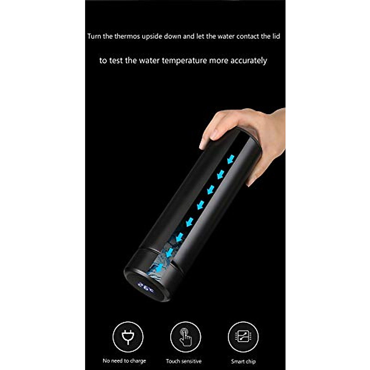 Hovico Intelligent Temperature Display Vacuum Insulated Water Bottle,Leak Proof, Stainless Steel Coffee Thermos,Keep Cold 12H Keep Warm 24H,17OZ (Blue)