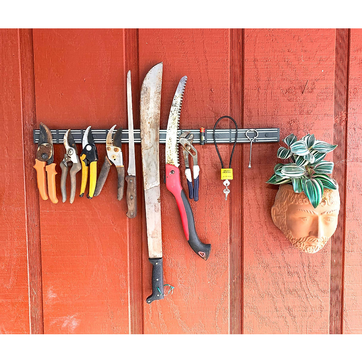 Wood Technology 14 Inch Magnetic Tool & Knife Bar, Mounted Knife Strip and Multipurpose Utensil Holder, Organizer for Kitchen, Garage, or Workshop, Dark Grey (3 Pack)