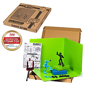 Zing Klikbot Zanimation Studio - Includes 2 Klikbots, Phone Stand/Holder and 2 Sided Backdrop Screen, for Ages 6 and Up