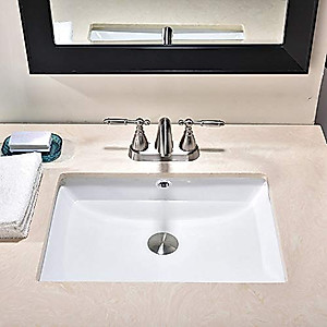 Friho 18.5''x13.8''x7.9'' Modern Sleek Rectangular Undermount Vanity Sink Porcelain Ceramic Lavatory Bathroom Sink, White with Overflow