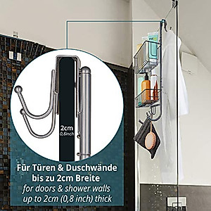 smartpeas Hanging Shelf for The Bathroom in Grey/Chrome Look - 2X Hanging Basket - 23.5'' x 12'' x 4.5'' - Stainless Steel - Shower Shelf Without Drilling - Extra: 2X Stainless Steel Adhesive Hooks