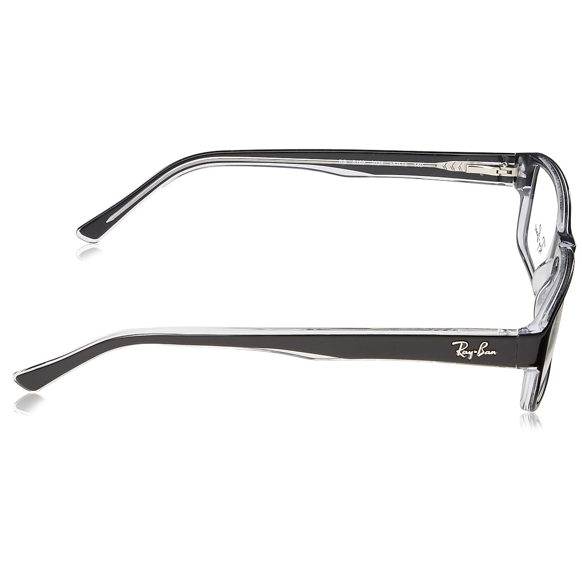 Ray-Ban RX5169 Rectangular Prescription Eyeglass Frames, Black On Transparent/Demo Lens, 52 mm