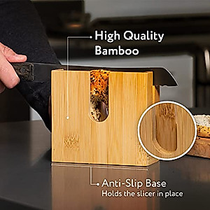 Bamboo Bagel Slicer Holder for Safe & Even Slices - Removable Bottom For Cleaning - Bagel Slicer for Small and Large Bagels with Anti-Slip Base - Bagel Holder Bread Slicer - Bagel Cutter Slicer