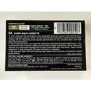 TDK SA 90 minute Super High Resolution Type II Audio Cassette Tape