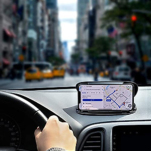 Car Phone Holder Mount, Dashboard Phone Holder for Car, Bosynoy Clamshell Cell Phone Holder Stand, Anti-Slip Silicone Pad Mat Vehicle GPS Mount Compatible with iPhone, Galaxy and All Smartphones-Black