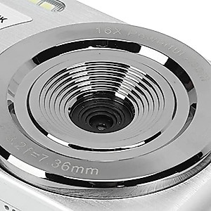 Digital Camera, 16X Digital Zoom Rechargeable Lithium Ion Battery Built in Fill Light Compact Camera for Teens (Silver)