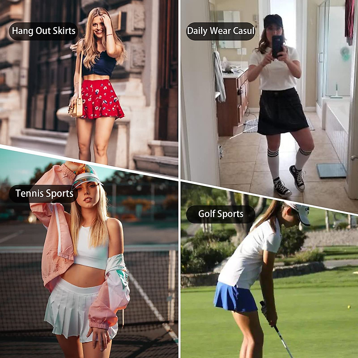 Xioker Women Skorts Skirts with Pockets,Flattering Printed Women Skorts Lightweight for Tennis Sports(Grey Printed L)