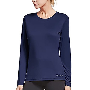 BALEAF Women's Long Sleeve Running Shirts Quick Dry Workout Shirts Navy Size L