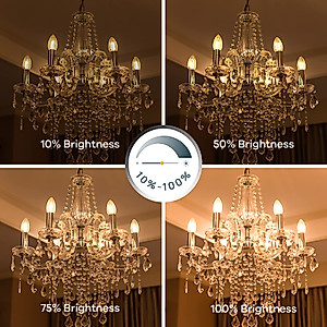 Linkind E12 Candelabra LED Light Bulbs 60W Equivalent, B11 Dimmable Chandelier Light Bulbs, 4.5W Clear Glass Vintage Edison Filament Candle Bulbs, Soft White 2700K 500lm, Ceiling Fan Bulb, 6 Packs