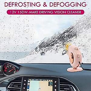 Car Heater Defroster 12V 150W Portable Car Windshield Defroster 360°Rotatable Heater 2 in 1 Heating and Cooling Fan Plug Into Cigaratte Lighter for 12V Car (pink)