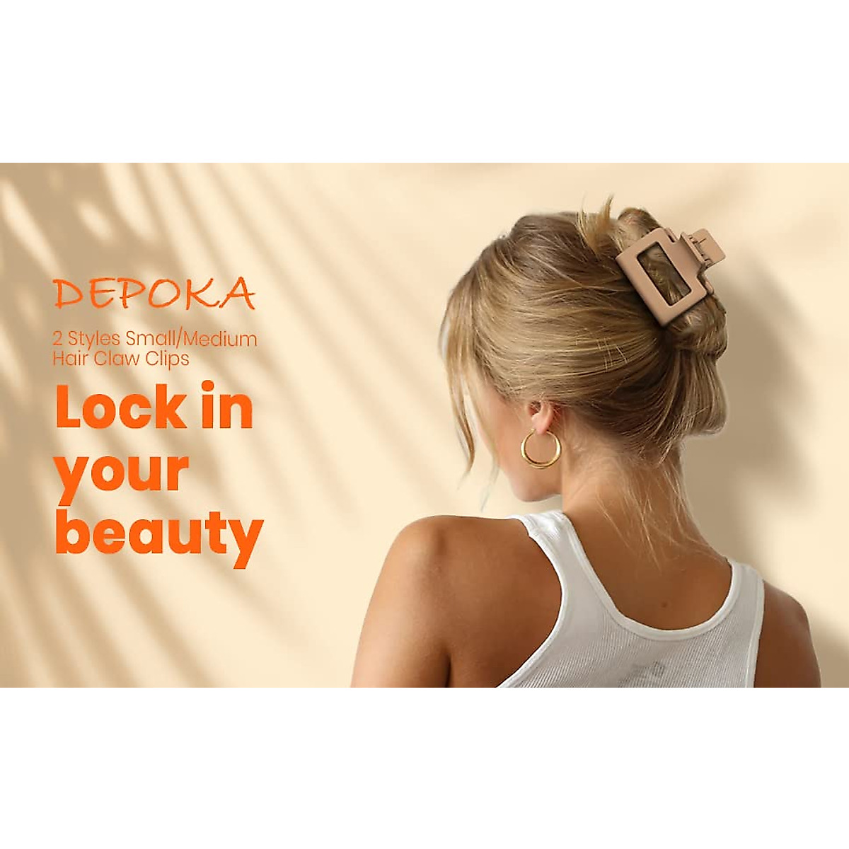 DEPOKA Matte Hair Clips for Women and Girls - Rectangle and Double Row Small Claw Clips for Thin/Medium Fine Hair - Nonslip Jaw Clips (Beige, Khaki, Brown, Black)
