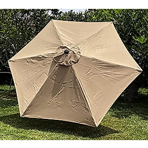 BELLRINO DECOR Replacement STRONG & THICK Umbrella Canopy for 9ft 6 Ribs (Canopy Only) (LIGHT COFFEE)