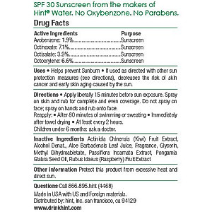 Hint Sunscreen Pineapple, SPF 30, 6 Fl Oz, Oxybenzone Free, Paraben Free, Reef Safe Formula, Compressed Air Spray-on Sunscreen, Water Resistant, Pineapple Scented