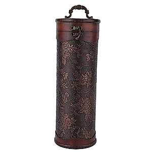Garosa Retro Wooden Wine Gift Box Portable Vintage Round Wooden Single Red Wine Storage Box With Handle