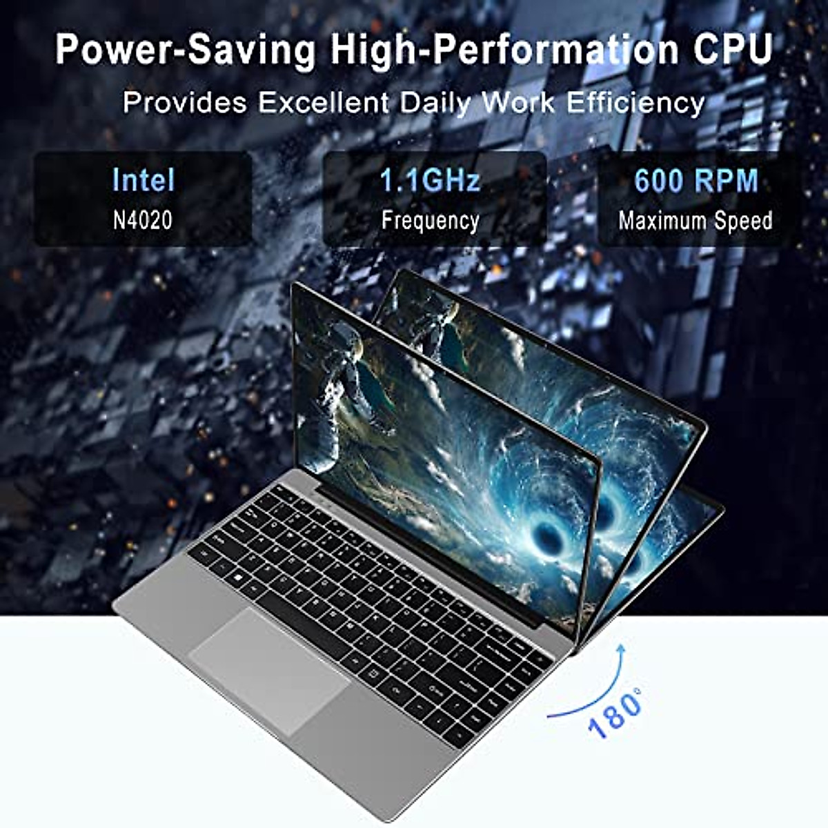 Ruzava 14" Laptop 6GB RAM 64GB Storage Support 1TB SSD Expansion Traditional Laptops Windows 10 2.4G+5G WiFi Bluetooth 4.2 USB HDMI 1920x1080 FHD WOZIFAN with Wireless Mouse for Work Study - Gray