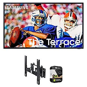 SAMSUNG QN75LST9TA 75" The Terrace Full Sun Outdoor QLED 4K Smart TV Bundle with The Terrace Indoor/Outdoor Wall Mount and 2 YR CPS Enhanced Protection Pack