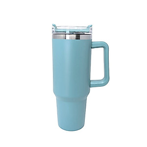 FTB Creative 40oz Insulated Journey Tumbler Mug, Double Wall Stainless Steel, with Lid and Straw (Peachy)