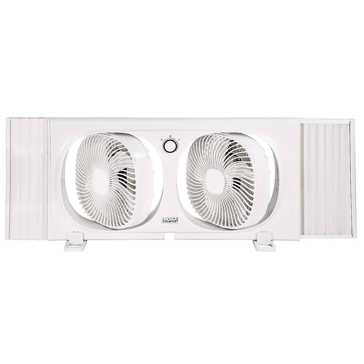 Comfort Zone Living Comfort Twin Window Fan with Individually 180 Degree Rotating Fan Heads, 9 inch, 2 Speed, Plastic Removable Bug Screen, Ideal for Home, Kitchen, Bedroom, & Office, LC329WT