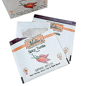 Millie’s All Natural Organic Gluten-Free Vegetable Sipping Broth 12 Tea Bags Spicy Tortilla