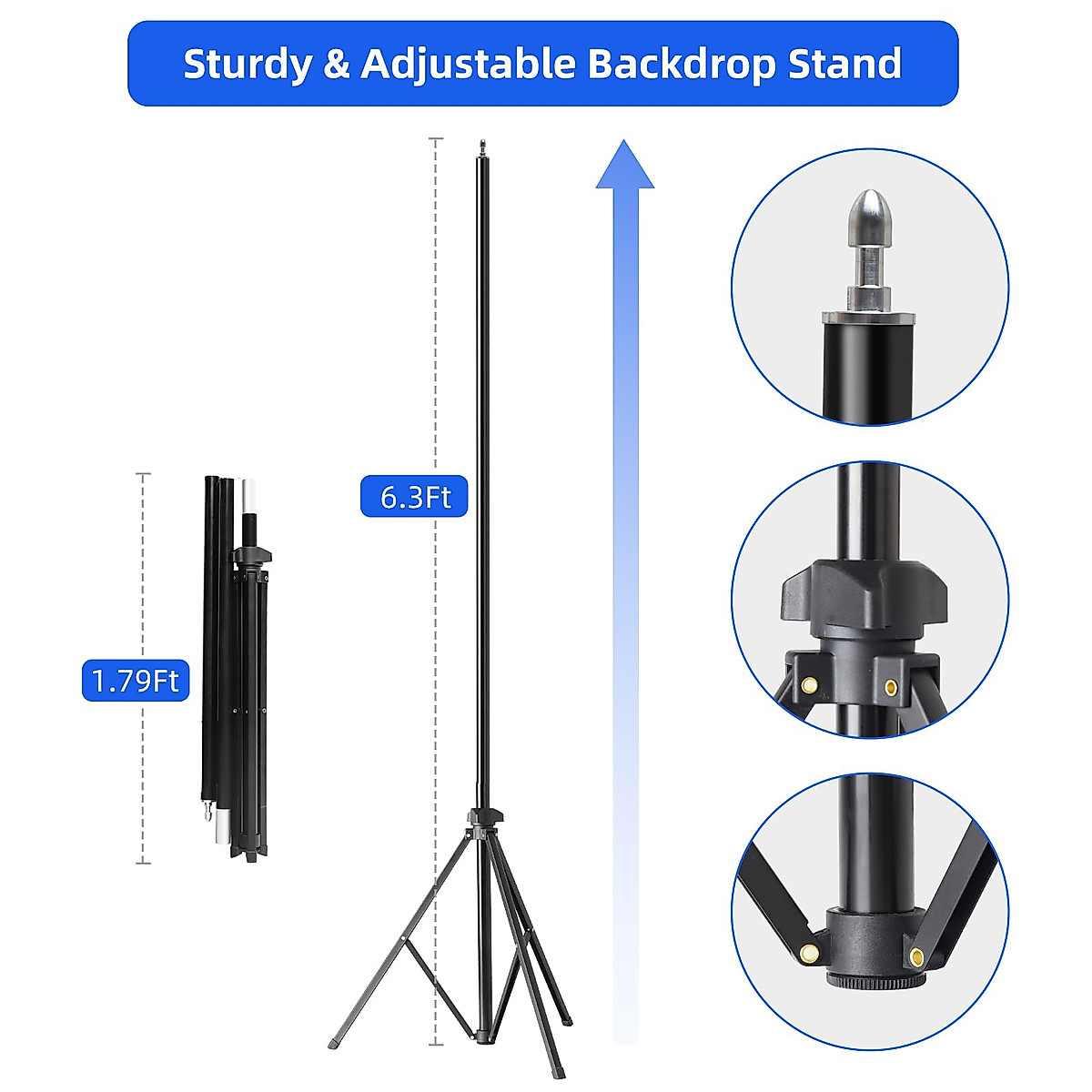 Upgraded Backdrop Stand - PHOPIK 6x9ft Adjustable Photoshoot - Backdrop Stand for Parties - Background Support System Kit for Photography Studio with Clamp, Sand Bag, Carry Bag
