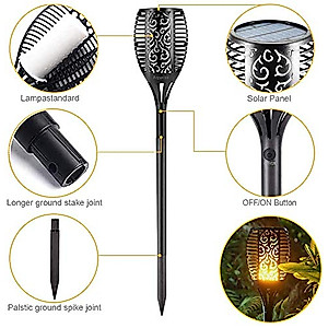 EOYIZW Solar Lights Outdoor 4 Pack, 99 LEDs Solar Torch Light with Flickering Flame- IP65 Waterproof Solar Garden Lights, Solar Powered Outdoor Lights for Porch Yard Patio Halloween Decorations