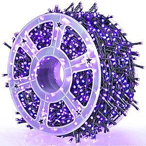 weillsnow 164FT 500 LED Purple Christmas Lights, 8 Modes Waterproof Plug in String Lights for Christmas Indoor Outdoor Yard Party Wedding Garden Home Decorations (Purple)
