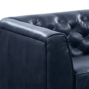 POLY & BARK Essex Sofa in Full-Grain Semi-Aniline Italian Tanned Leather in Midnight Blue