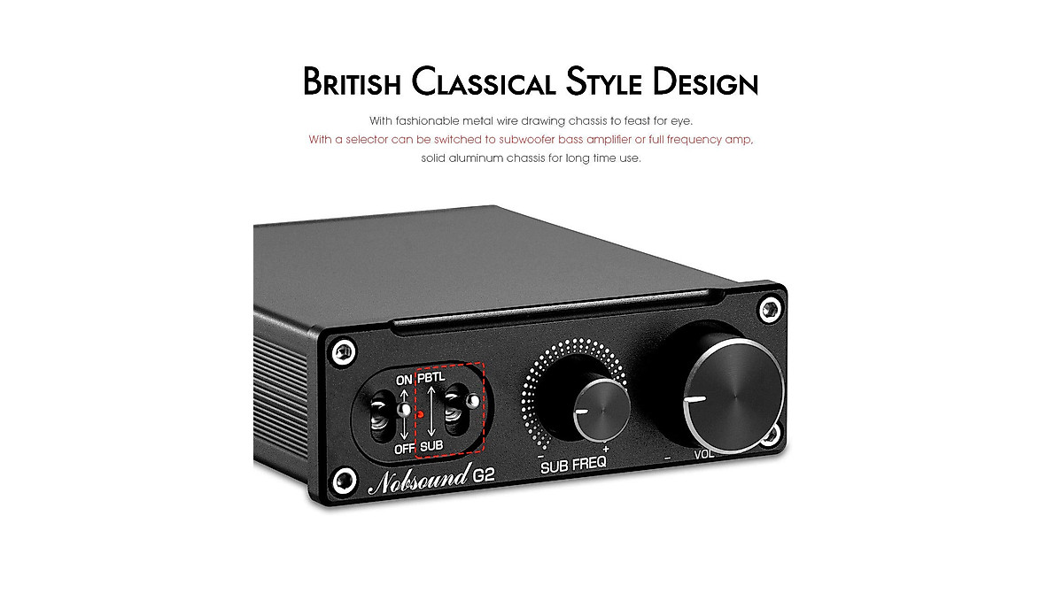Nobsound G2 Subwoofer Power Amplifier - 100W Mono & BTL Bridge Amp