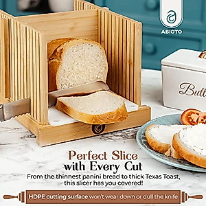 Bread Slicer for Homemade Bread (Bamboo) – 4 Different Thickness Options for Even and Consistent Bread Slices - Compact Foldable Bread Slicing Guide with Optimal Knife Grooves