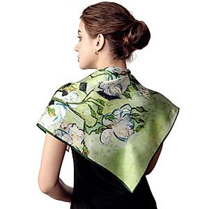 PoeticEHome 100% Pure Mulberry Silk Square Scarf 27"x27" Women Neckerchief Headscarf Gift Packed