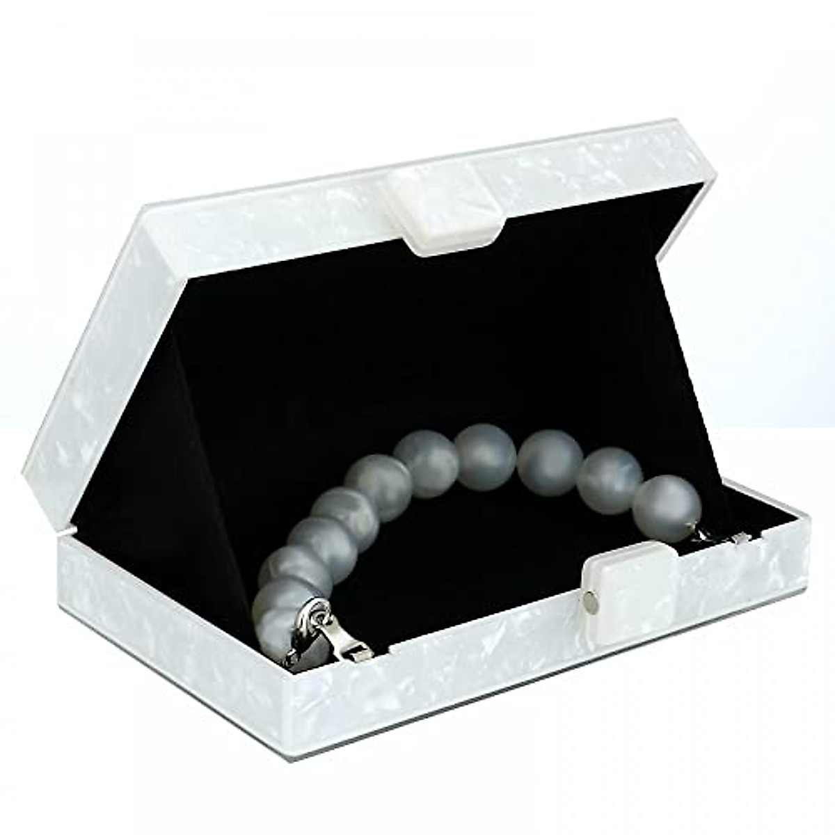 Simcat Silver Acrylic Clutch Purse for Women Marbling Evening Box Clutch Chain Shoulder Crossbody Handbags