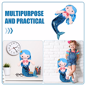 Cabilock 20 Blue Mermaid Stuffed Animal - Cute Soft Hugging Mermaid Plushies Pillow Toys Kawaii Birthday Present for Adults Kids Boys Girls