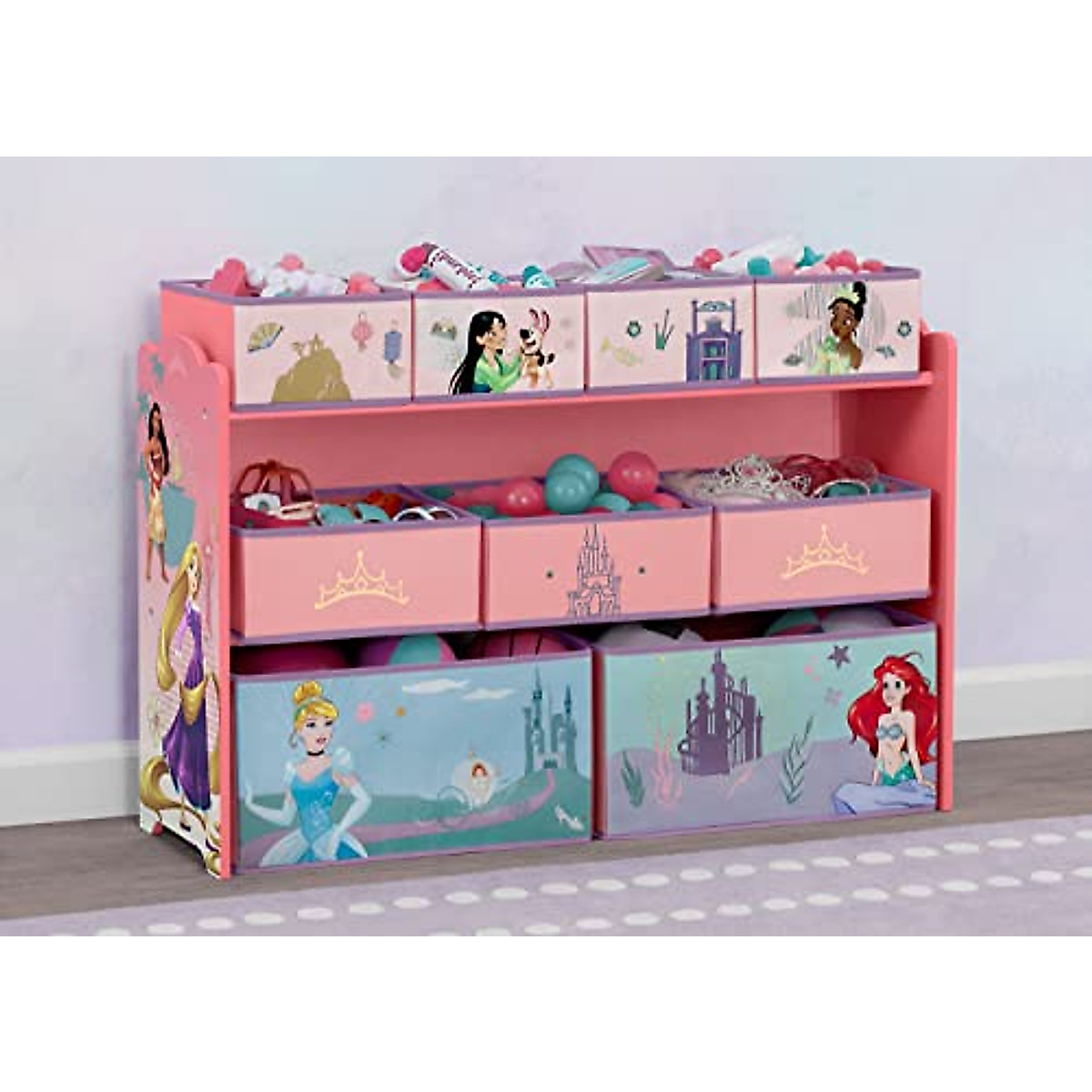 Delta Children Disney Princess Deluxe 9 Bin Design and Store Toy Organizer, Greenguard Gold Certified