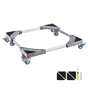 VEVOR Mini Fridge Stand, 27’’ Universal Mobile Base with 4 Strong Feet, 4 Locking Swivel Wheels, Adjustable Furniture Mover Mobile Base for Washing Machine, Refrigerator, Washer and Dryer