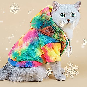 Dog Hoodie for Small Medium Dogs Tie Dye Pet Coat Dog Clothes Dog Pajamas Fall Winter Daily Warm Polar Fleece Soft Lightweight Doggie Sweatshirt Halloween Christmas Festival Apparel for Dogs Cats