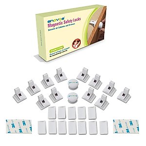 Enovoe Magnetic Cabinet Locks for Babies - 12 Locks and 2 Keys - Baby Proofing Cabinets and Drawer Locks for Toddlers - Child Safety Cabinet Kitchen Locks - Easy Install, No Drill, Tools or Screws