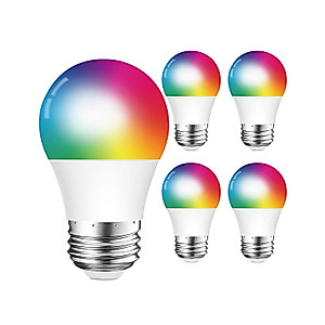 DOGAIN Smart Light Bulbs E26 Base A15 LED RGB Dimmable Color Changing Light Bulb Compatible with Alexa Google Home WiFi Multicolor Lights 6W (40W Equivalent) 500LM (Only 2.4GHz) 4 Pack