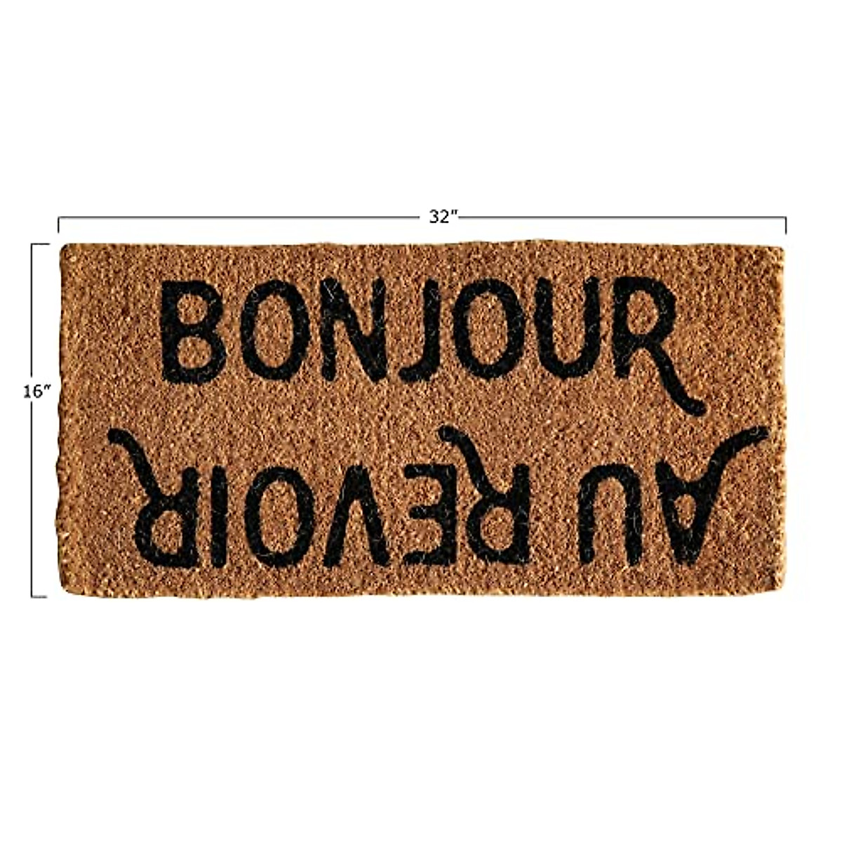 Creative Co-Op Bonjour/Au Revoir Natural Coir Doormat, 32" x 16"