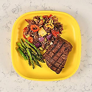 Re Play Made in USA Deep Walled Flat Plates | Made from Eco Friendly Heavyweight Recycled Plastic | Dishwasher & Microwave Safe | BPA Free | Navy Blue (4pk)