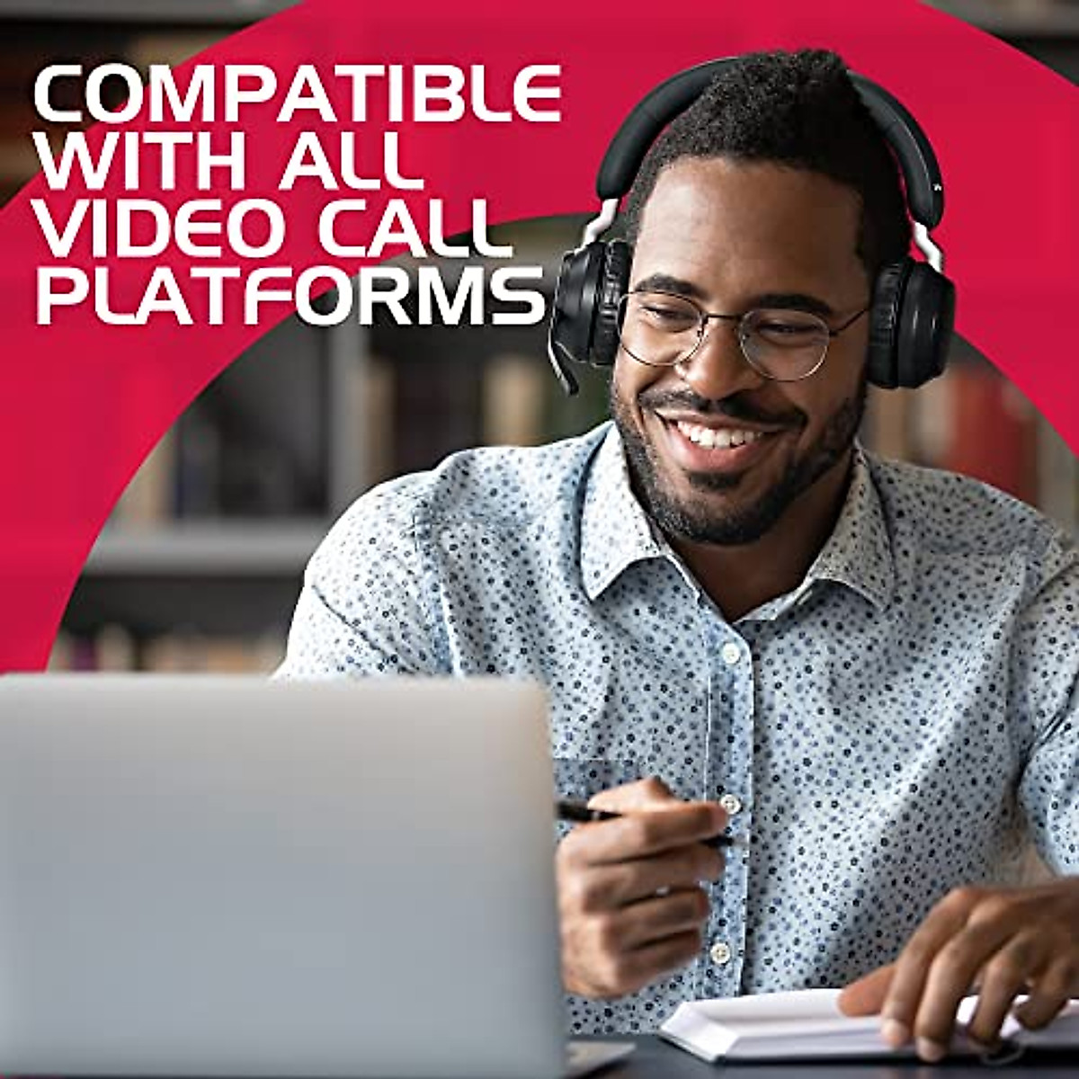 Jabra Evolve2 65 Wireless Bluetooth Headset Stereo UC - USB Blue Tooth Dongle, Compatible with Zoom, Webex, Smartphones, Tablets, PC/MAC, 26599-989-999 (Black), Global Teck Gold Support Plan Included