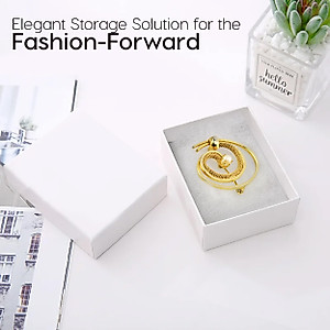 BULK PARADISE 6-Pack Cotton Fill Cardboard Paper Jewelry Box Gift Case Size 3.08x2.3x1.1 Inches (White)